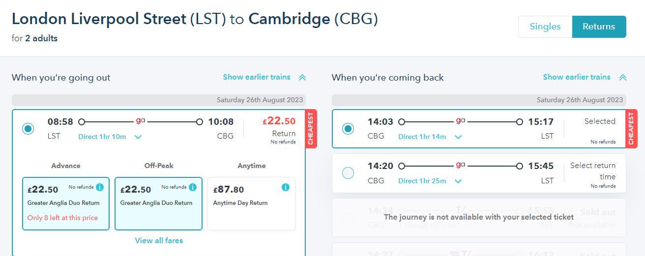 What's the best London to Cambridge train price? - Railsmartr